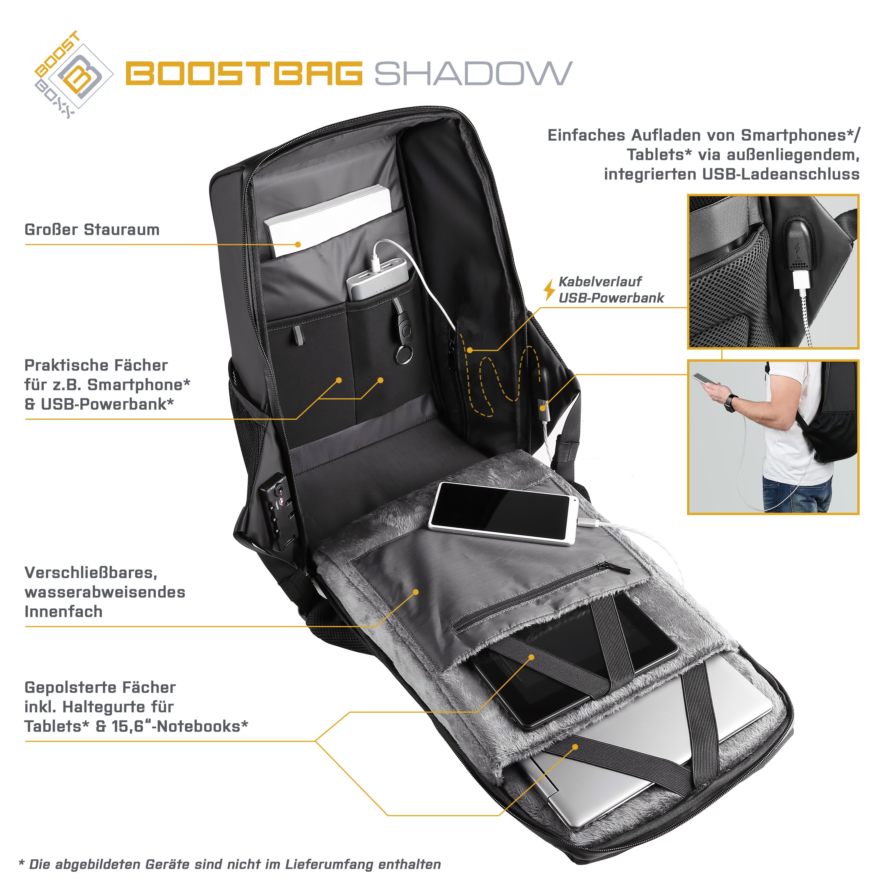 BoostBoxx BoostBag Shadow - Notebook Backpack up to 15.6"