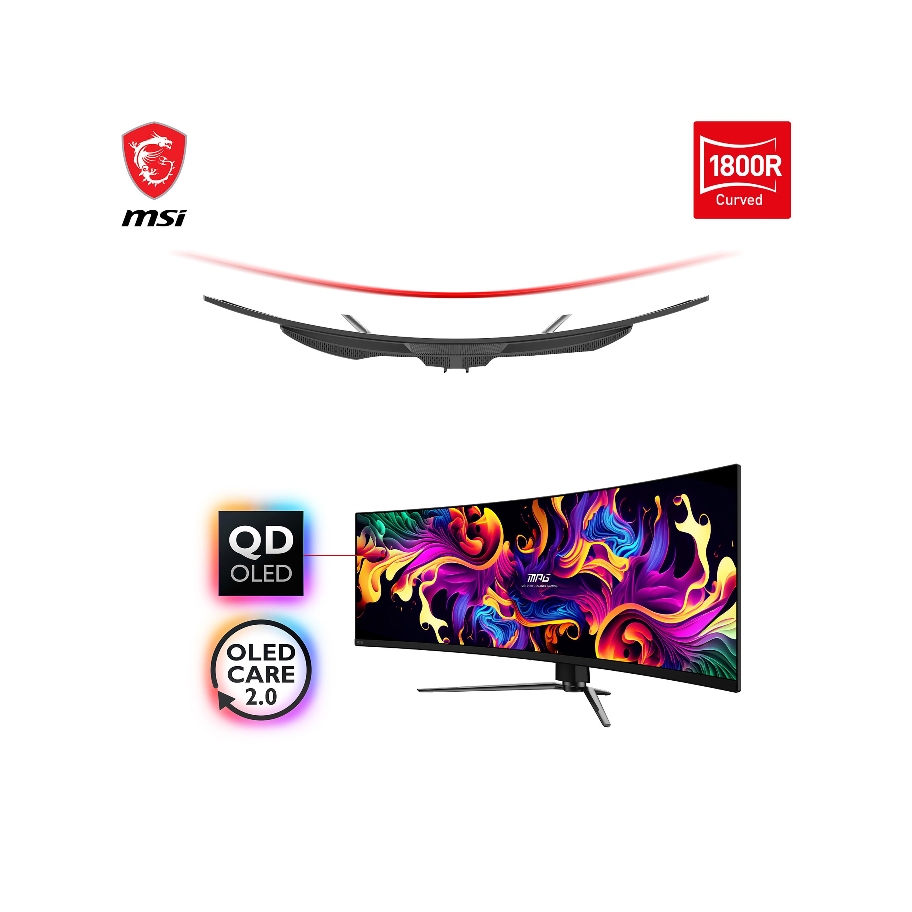 125 cm (49") MSI MPG 491CQPDE, 5120x1440 (DQHD), panneau QD-OLED, 144 Hz, 2x HDMI, DisplayPort